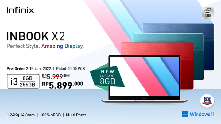 Infinix INBook X2 Hadir Dalam Varian Baru: Core i3, RAM 8GB dan Storage ...