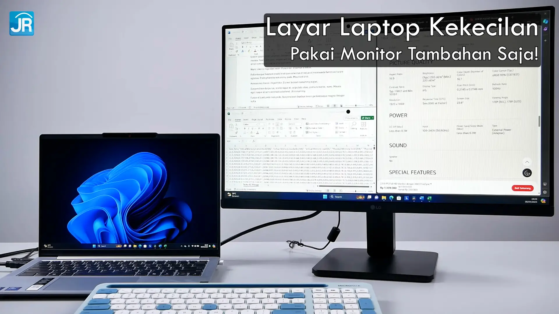 Layar Laptop Kecil? Solusinya: Tambah Layar! feat. LG 24MR400 • Jagat ...