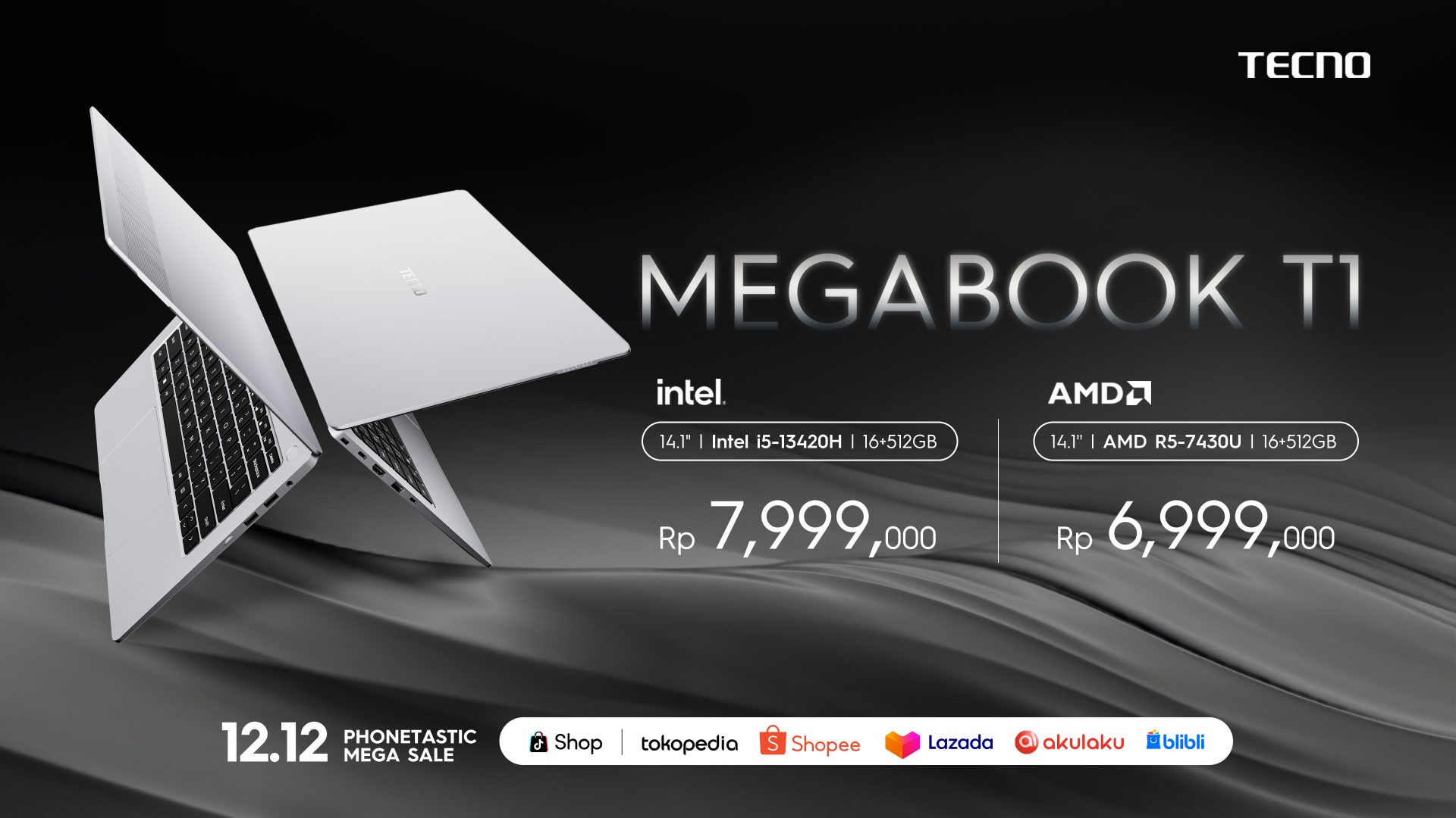 Tecno Megabook T1 Bawa Opsi Prosesor Baru: Intel Core i5 Gen 13 dan AMD Ryzen 5 7430U • Jagat Review
